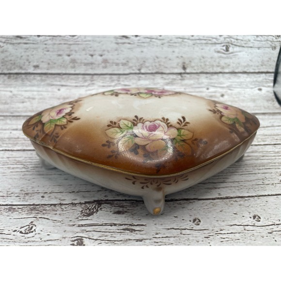Ucagco | Accents | Ucagco Japan Vintage Brown White Pink Floral Footed ...